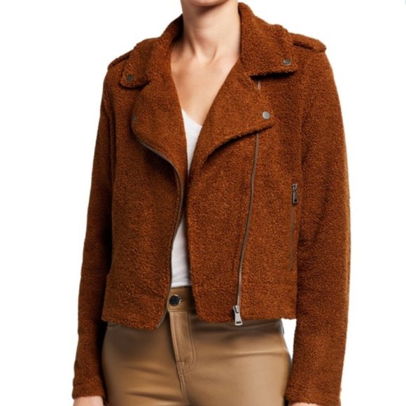 Max Studio | Jackets & Coats | Max Studio Brown Teddy Bear Biker Jacket ...